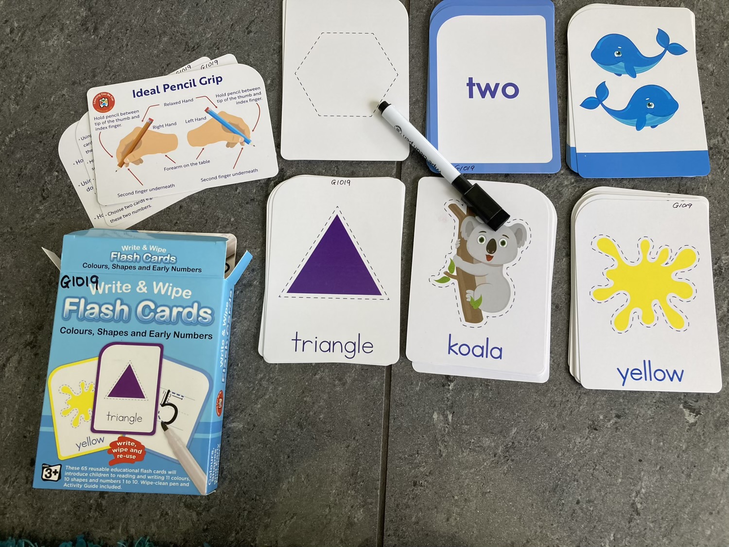 Colours, Shapes & Early Numbers Write & Wipe Flash Cards